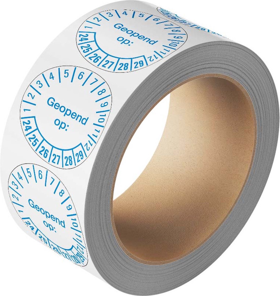 Geopend op keuringssticker 24-29 op rol 20 mm - 1150 per rol | bol