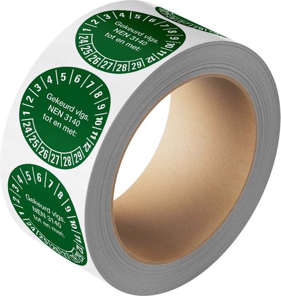 NEN 3140 keuringssticker 24-29 op rol 20 mm - 1150 per rol | bol