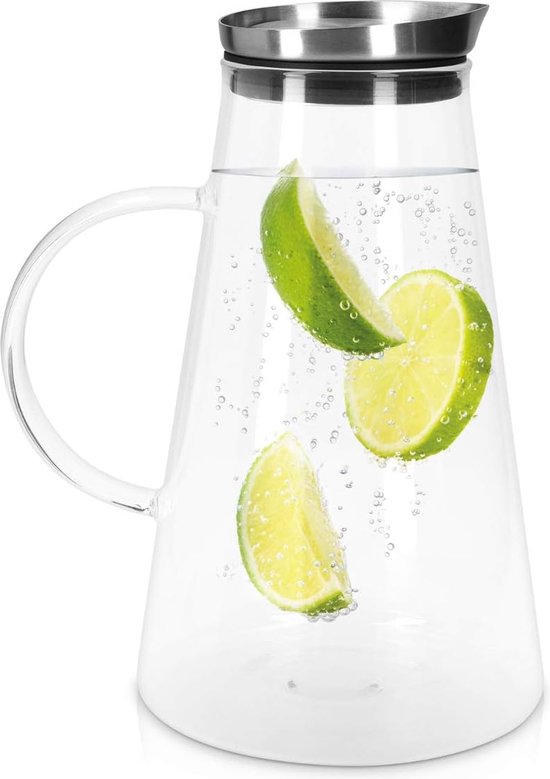 Glazen karaf van borosilicaatglas 1,6 L glazen kan - waterkaraf met ...