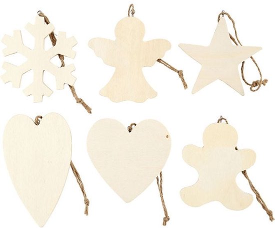 Creativ Company Ornamenten voor Kerst, afm 9-11 cm, dikte 4 mm, 90 ...