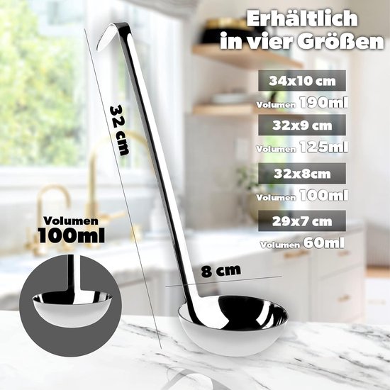 Set van 2 soeplepels van hoogwaardig roestvrij staal - pollepel met ...