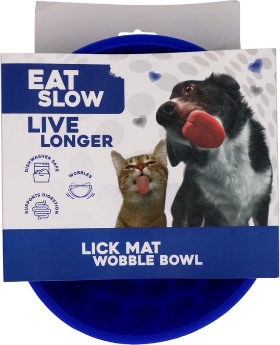 Eat Slow Live Longer Lick Mat Wobble Bowl uad Blue | bol