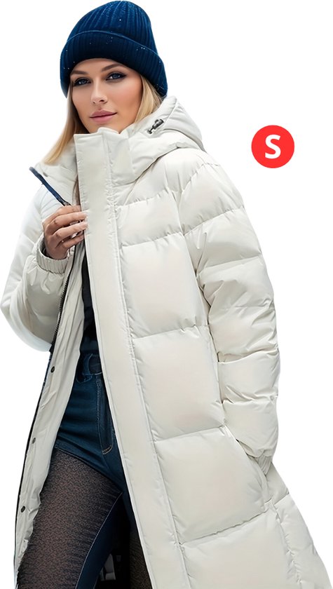 Winterjas - Parka Dames Winterjas - Winter - Volwassen - Wit - Maat S | bol