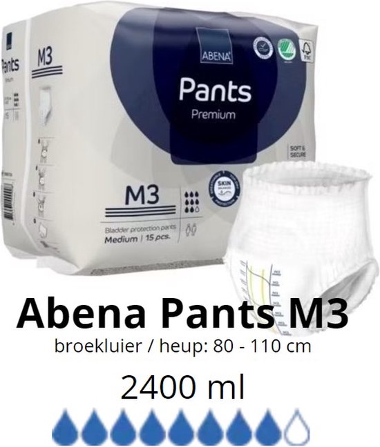 ABENA Pants Premium M3 - 15x Absorberend Broekje, te Dragen als Gewoon ...