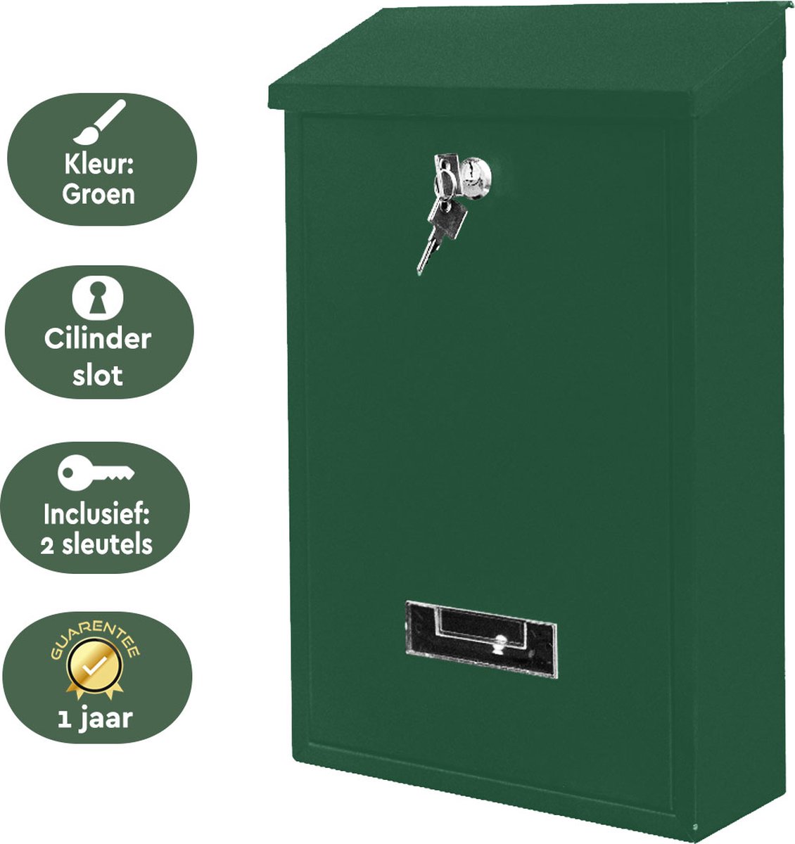 BRASQ Brievenbus Groen – Wandbrievenbus met Slot – Brievenbussen ...