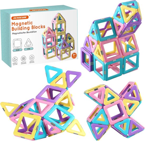 ECHOCUBE Magnetische bouwstenen, Montessori speelgoed, magneet blokken ...