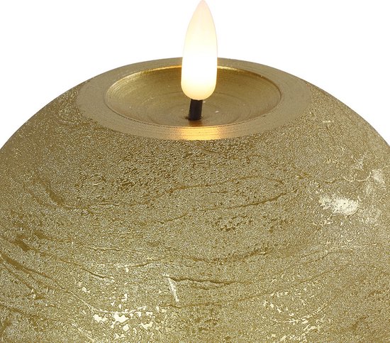 Countryfield LED kaars/bolkaars- goud - B12 x H12,5 cm - Lyon - warm wit | bol