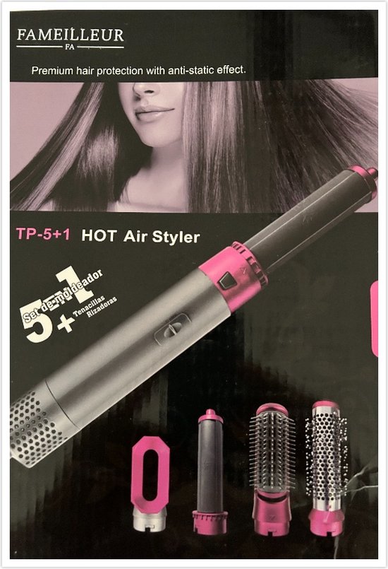 Fameilleur 5 in 1 multifunctionele krultang- haarstyler + haarmasker ...