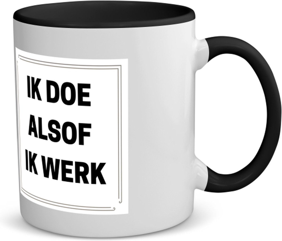 Akyol - ik doe alsof ik werk koffiemok - theemok - zwart - Werk ...