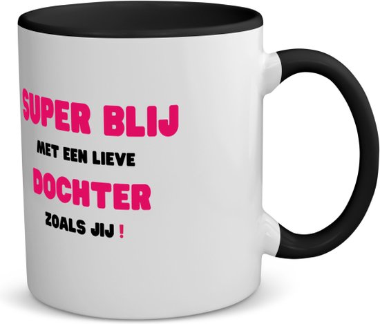 Akyol - super blij met een lieve dochter zoals jij koffiemok - theemok - zwart -... | bol