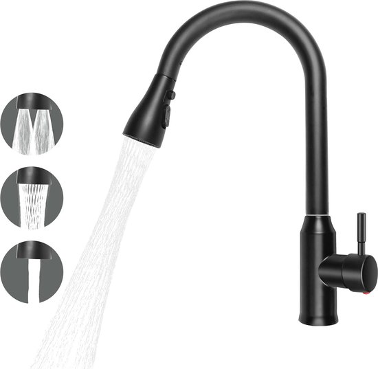 Keukenkraan uittrekbare keukenkraan met 360° draaibare armatuur keuken met hoge... | bol