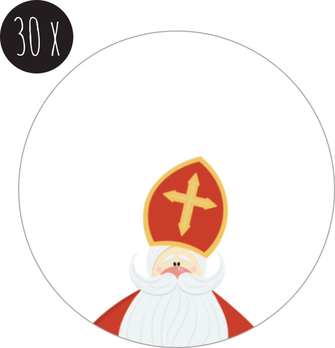 30x Sinterklaas Sticker / Naamsticker | rond | beschrijfbaar | 35 mm ...