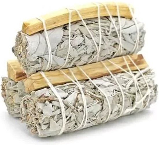 Witte Salie & Heilige hout Bundel - White Sage & Palo Santo Smudge Sticks 10cm (per 3... | bol