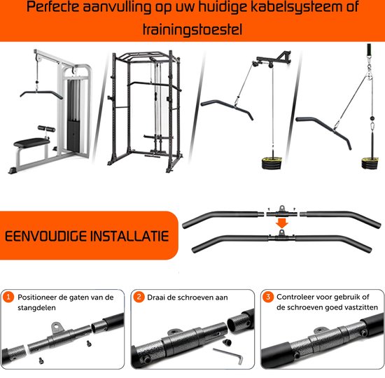 Ruffman Lat pulldown stang - voor fitness kabelsysteem - handgreep ...
