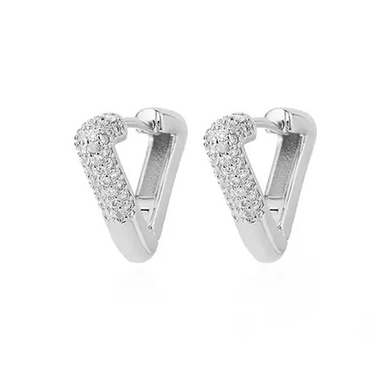 Driehoekige Strass Oorbellen - Zilverkleurig | bol