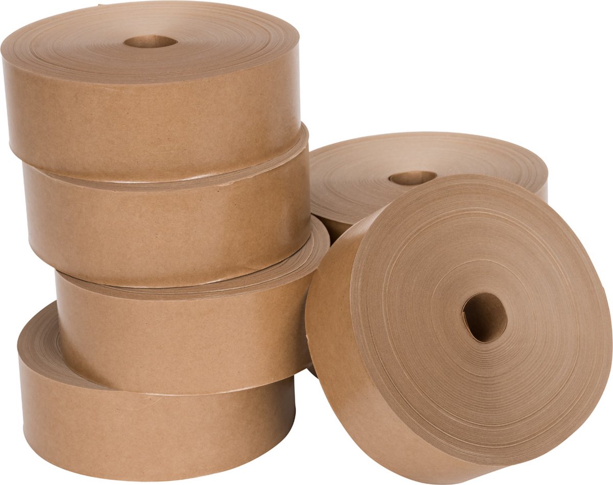 Papieren plakband 50 mm x 200 meter bruin (niet zelfklevend) | 3 stuks ...