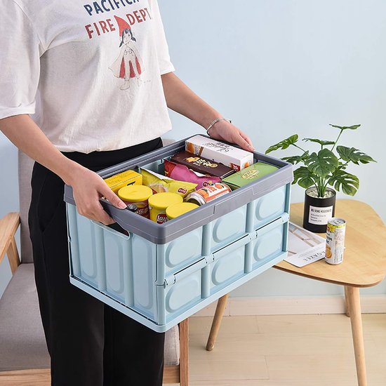 Pack of 2 Storage Boxes with Lid, Plastic Folding Box, Stackable ...