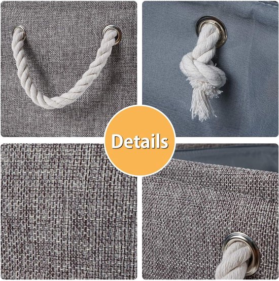 Grijze opbergdoos groot, 3 stuks stoffen opbergmand met handgrepen ...