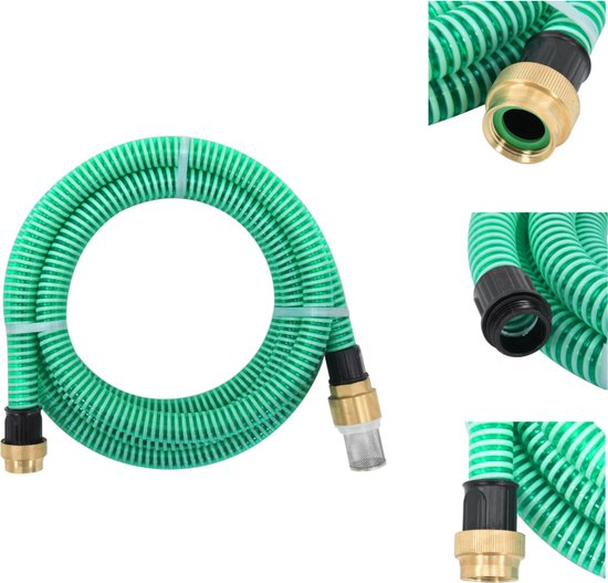 vidaXL Tuinslang PVC Groen - 5m x 25mm - Met Voetventiel en Zeef ...