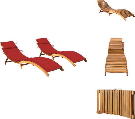 vidaXL Houten Ligbed Tuin - 184x55x64 cm - Acaciahout - Waterbestendig ...