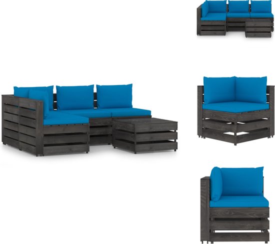 vidaXL Pallet Loungeset - Hoekbank + Middenbank + Tafel - Grenenhout ...