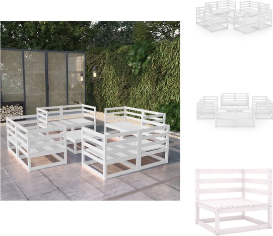 vidaXL Hoekbank Wit Massief Grenenhout 8x - Tafel 70x70x30cm - Montage ...