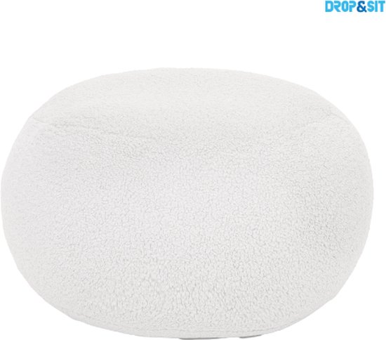 Drop & Sit - Poef - Teddy - Wit - Ø 50 cm | bol