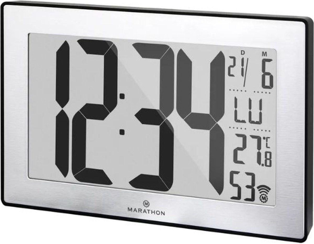 Marathon Wandklok Panoramic Wall Clock XL Zilver Zwart | bol