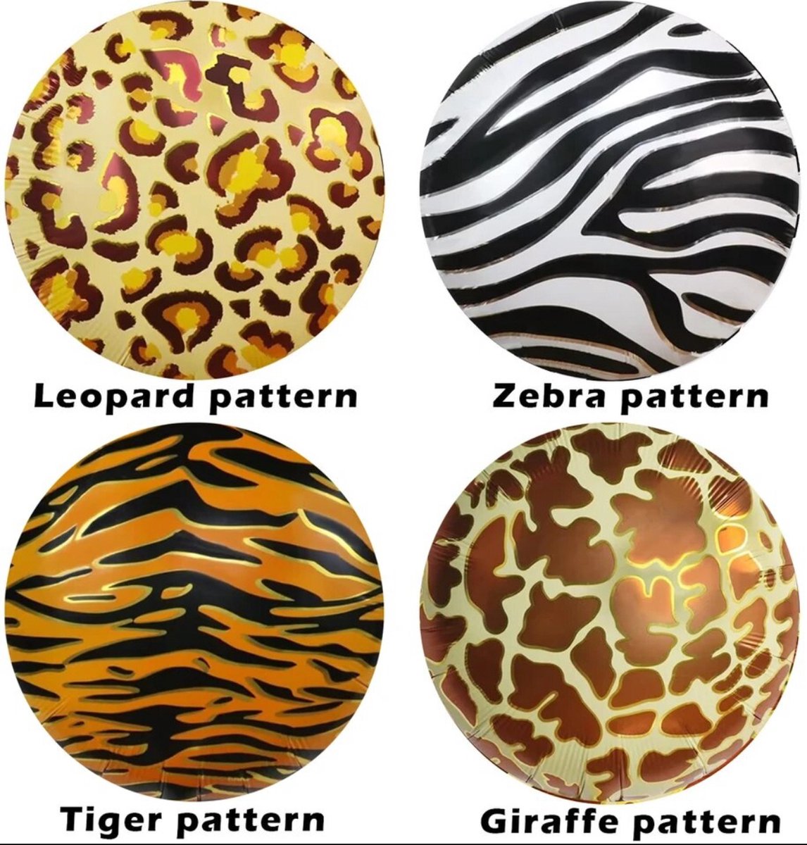 22Inch 4D Helium Folie Ballonnen Zebra Tiger Snake Giraffe 4x Stuks ...
