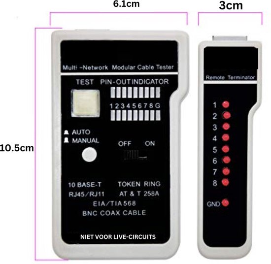 Netwerk tester - UTP tester - Lan tester - Wit|Zwart | bol
