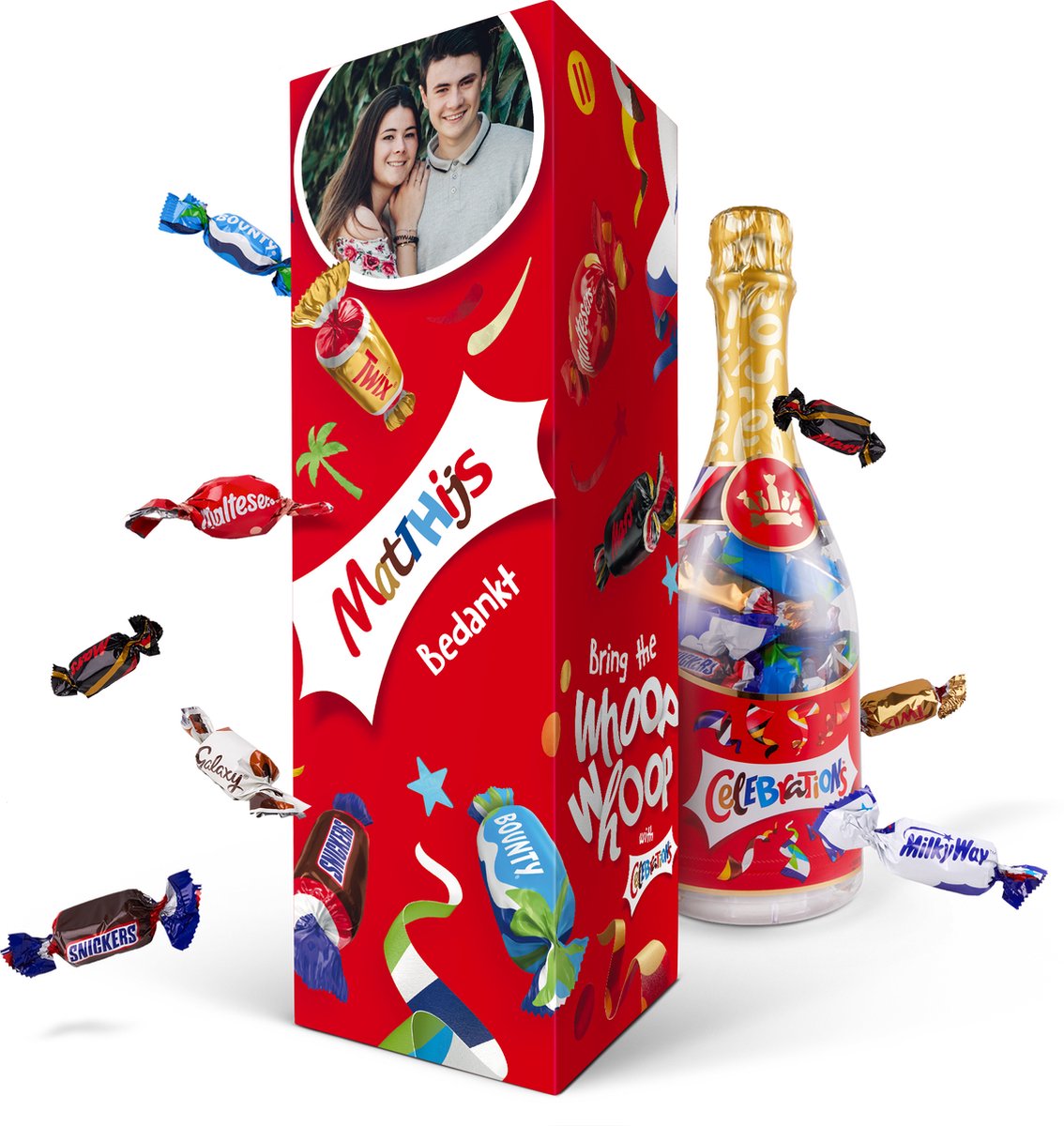 Celebrations Fles met naam - Gepersonaliseerde Celebrations in Giftbox ...