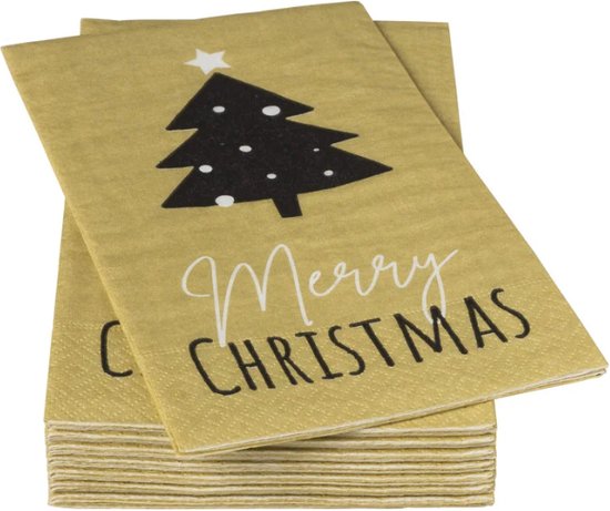 Servetten Kerst Goud met Kerstboom | Merry Christmas | 15 stuks | bol