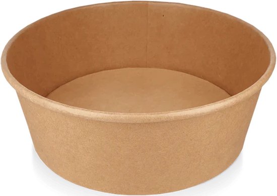 100 Stuks Kartonnen Saladebakjes met deksel - 1000 ml Kraft Salade bowl ...