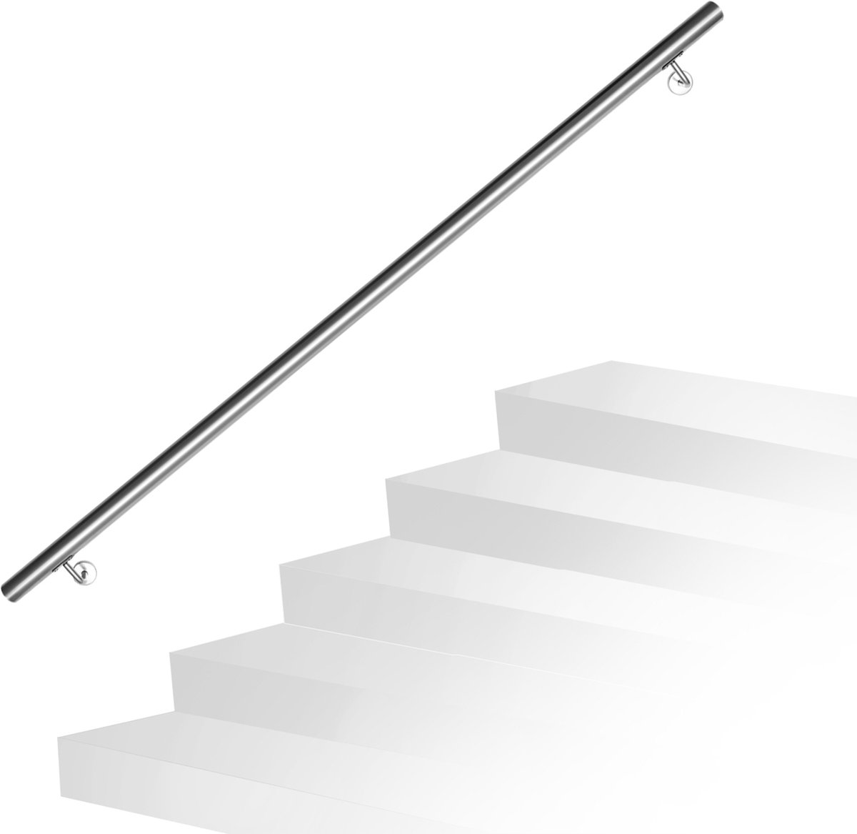 Trapleuning Roestvrij staal leuning zilver 100 cm Ø 42 mm reling ...