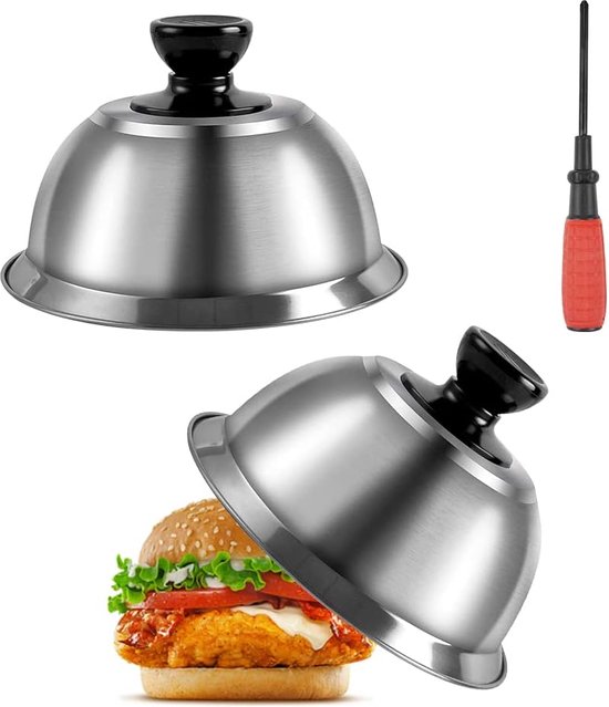 Burgercover 2 stuks roestvrijstalen hamburgerkappen 16 x 10 cm ...