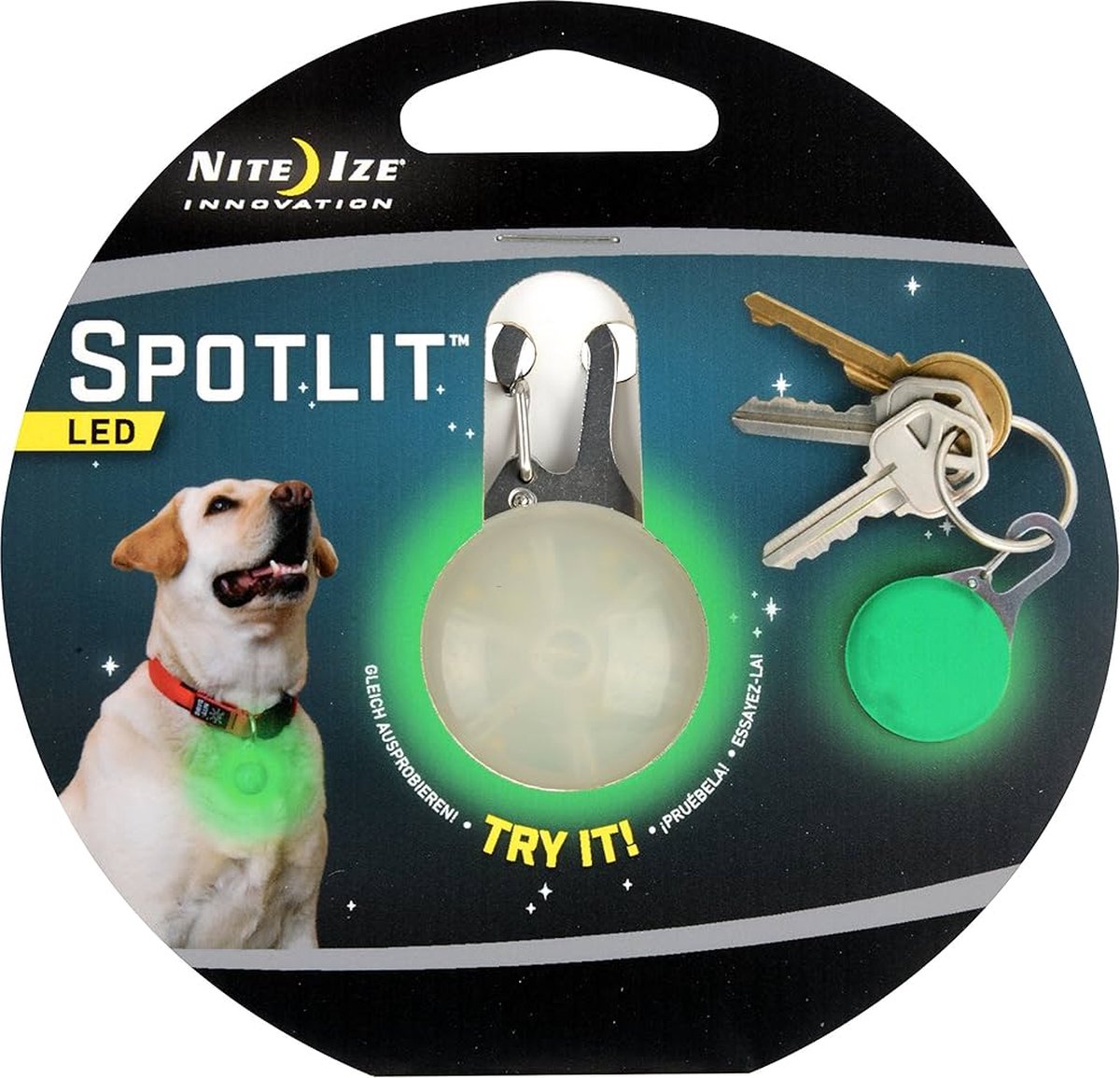 NITE IZE SpotLit Eco Packaging - Groen LED - Hondenriem of sleutel | bol