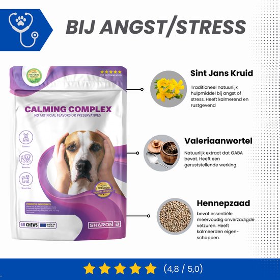 Sharon B Calming Complex - Voor hond - Met valeriaan - 60 stuks | bol