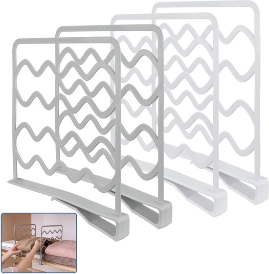 4 Pieces Shelf Divider Wardrobe Organiser Cabinet Divider Shelf Divider ...