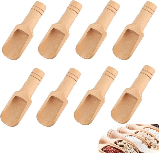 Mini schep, hout, 8 stuks, kruidenschep, kruidenlepel, hout, kleine ...