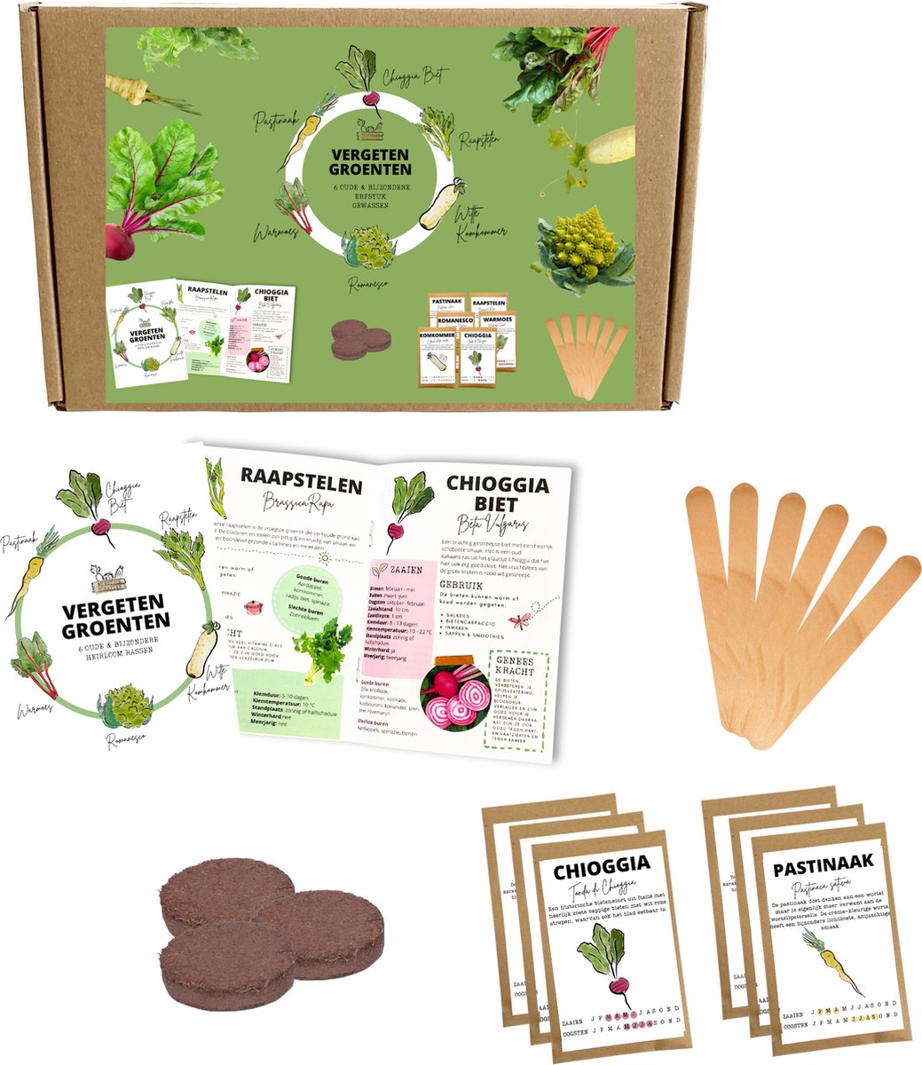 VERGETEN GROENTEN Moestuinbox - Moestuinzaden - Biologisch - Duurzaam - Heirloom -... | bol