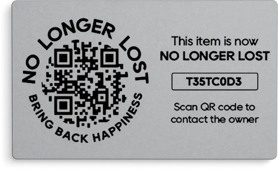 NoLongerLost - Gegraveerde QR code sticker (x2) - tracking - Unieke QR ...