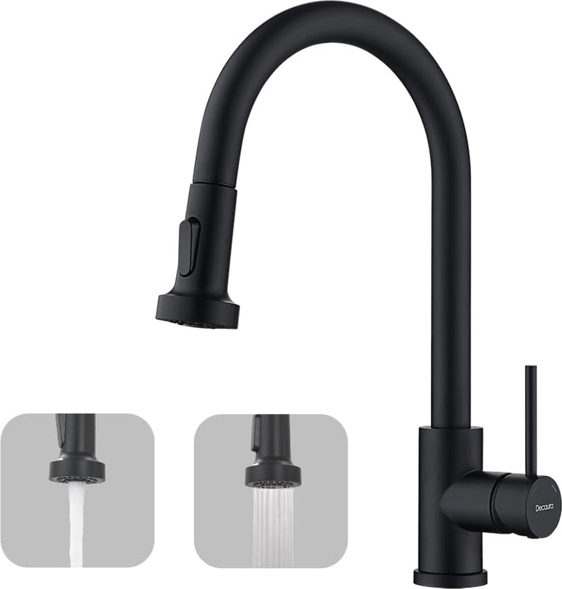 Keukenkraan met douche uittrekbare kraan keuken zwart spoelbakarmatuur hogedruk... | bol