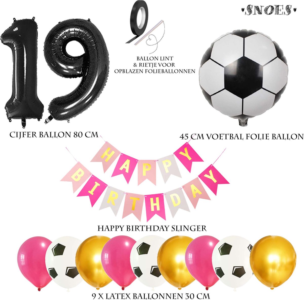 Cijfer Ballon 19 | Snoes Champions Voetbal Plus - Ballonnen Pakket ...