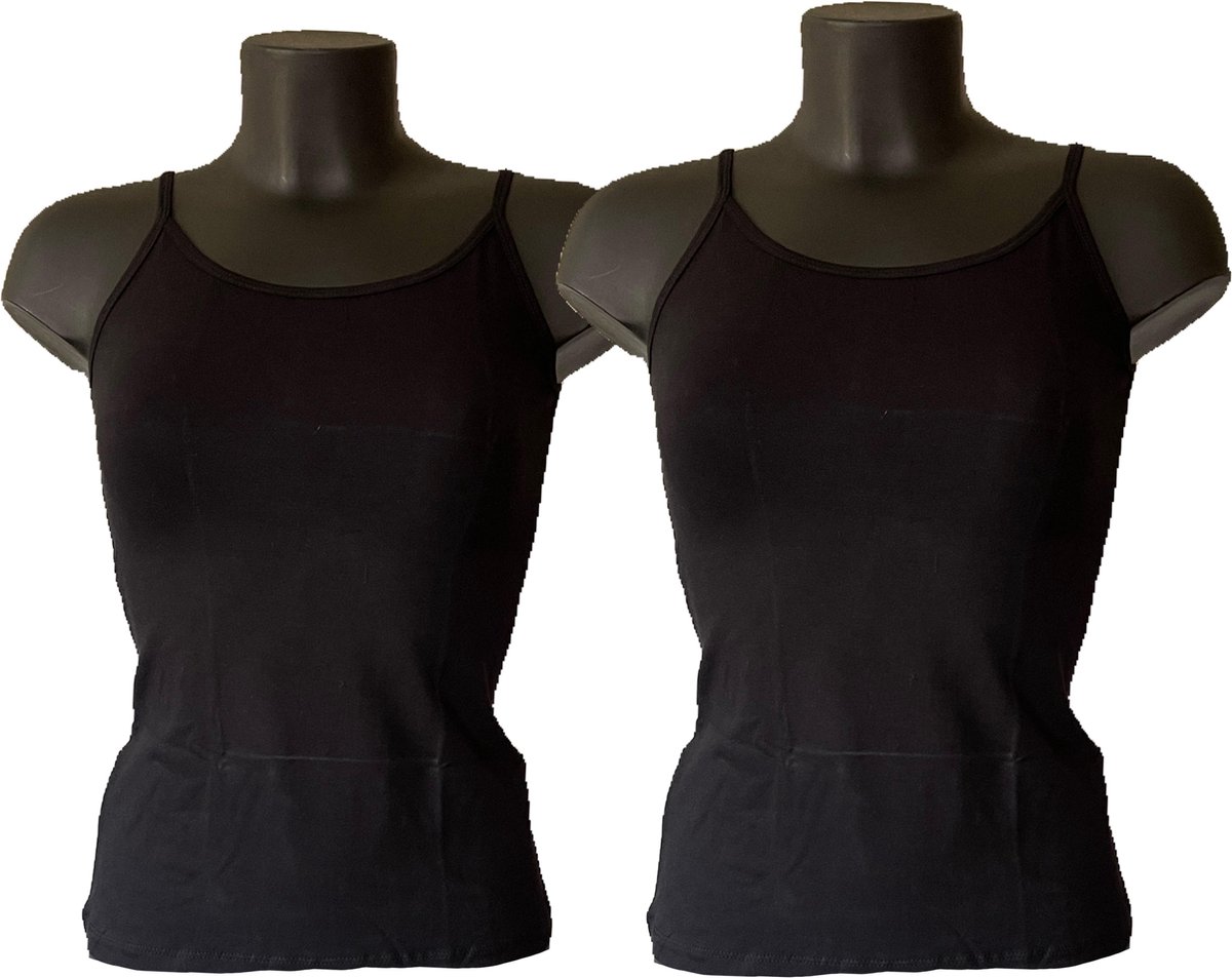 Embrator dames Spaghetti Hemdjes 2-stuks zwart maat M | bol