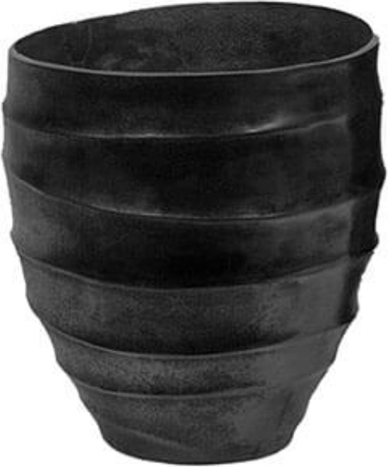 Vaas - metalen vaas - zwart gekleurd - vaas - pot - by Mooss - rond ...