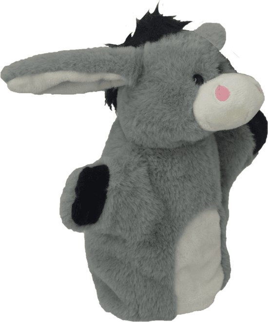 Knuffel handpop Ezel - Grijs - 20cm | bol
