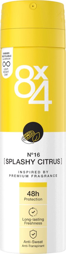8x4 Deo Spray Splashy Citrus 150 ml | bol