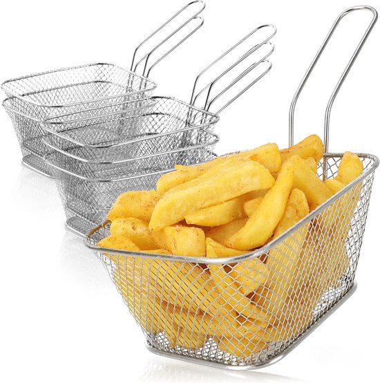 6 x Mini Basket for Serving Chips - Snack Bowl Made of 430 Stainless ...