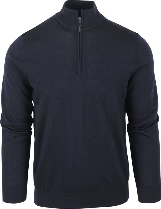 Profuomo - Half Zip Trui Merino Navy - Heren - Maat XL - Modern-fit | bol