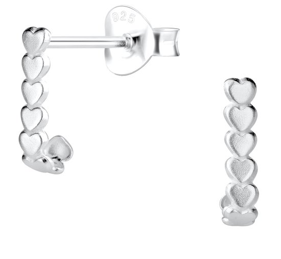 Joy|S - Zilveren mini hartjes oorbellen - 3 x 10 mm - 8 hartjes op een ...